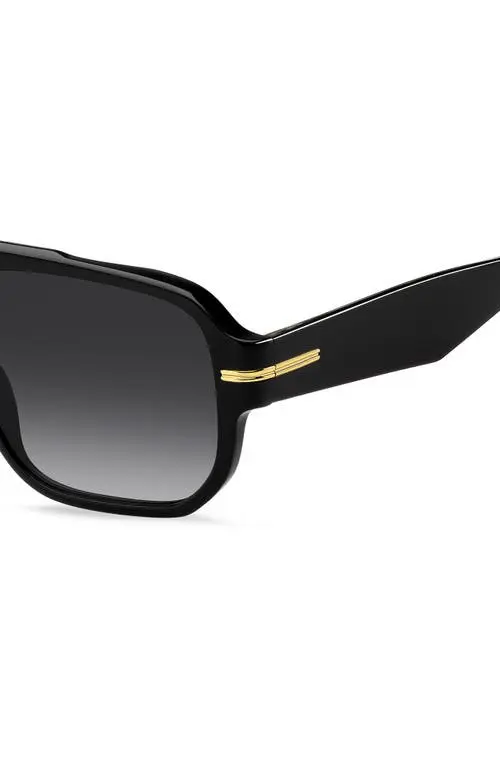 BOSS 57mm Rectangular Sunglasses - Black/ Brown Solx