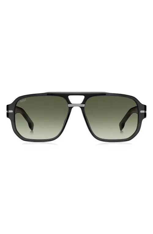 BOSS 57mm Rectangular Sunglasses - Grey/ Green Sf Ar