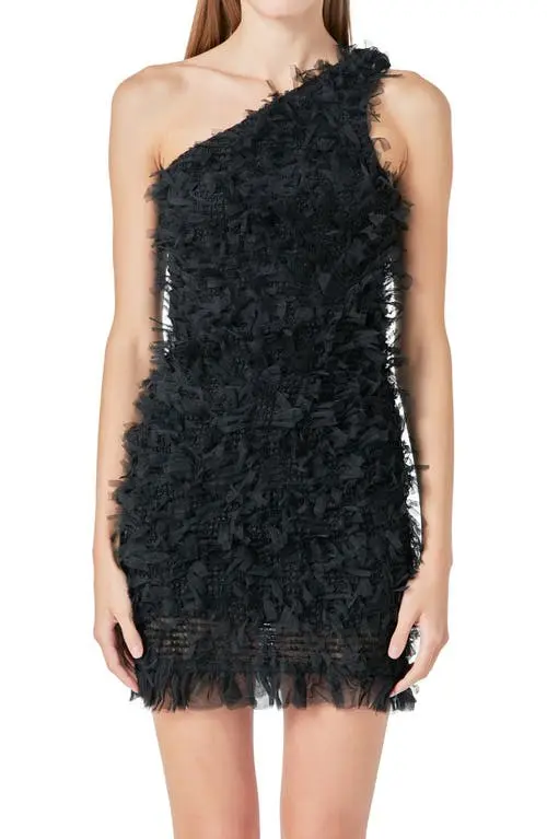 Endless Rose One-shoulder Fringe Mini Dress - Black