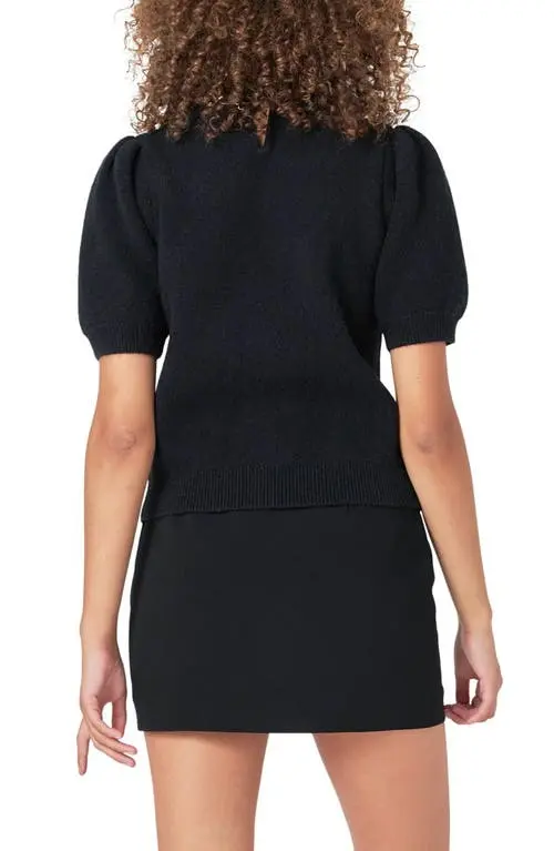 Endless Rose Chain Detail Puff Sleeve Sweater