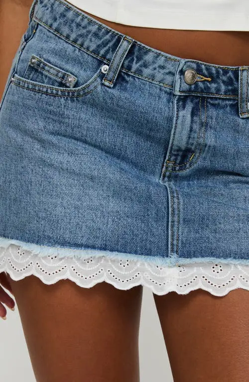 Princess Polly Miyuki Scalloped Trim Denim Miniskirt