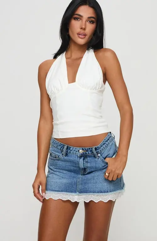Princess Polly Miyuki Scalloped Trim Denim Miniskirt