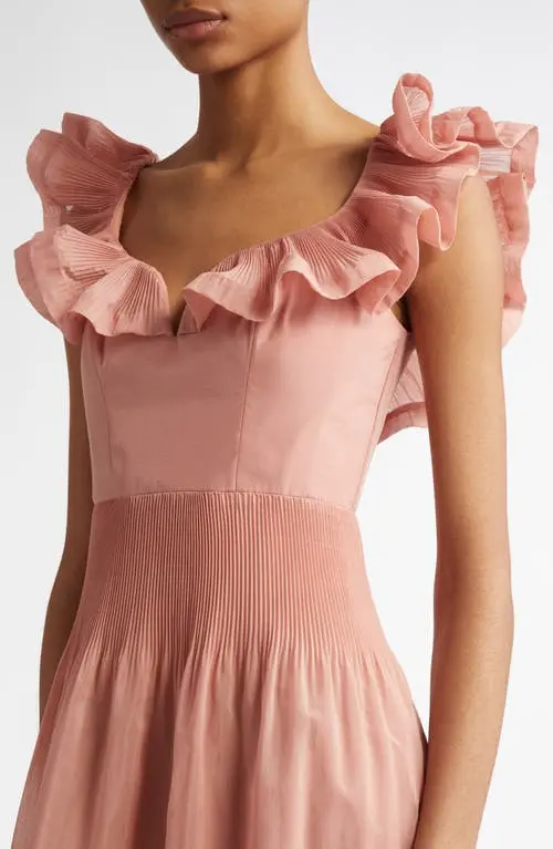 knee length dresses for ladies Zimmermann Laurel Frill Midi Dress
