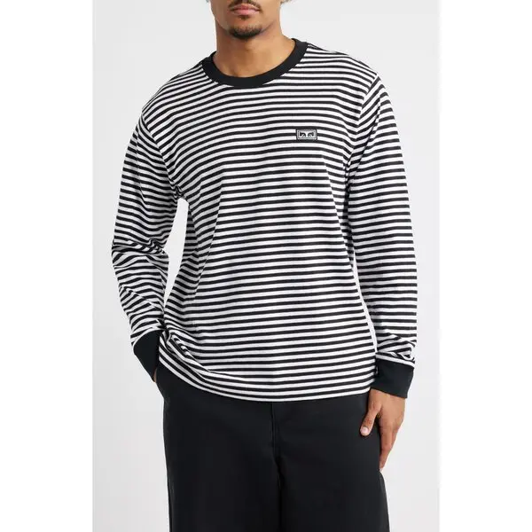 Obey Stripe Long Sleeve Cotton T-shirt