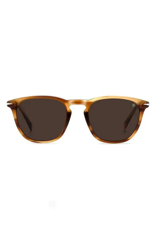 DB EYEWEAR BY DAVID BECKHAM Rectangular Sunglasses - Brown Horn/ Brown