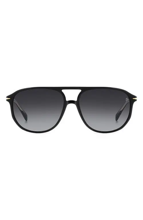 DB EYEWEAR BY DAVID BECKHAM 58mm Aviator Sunglasses - Black/ Dark Grey Sf