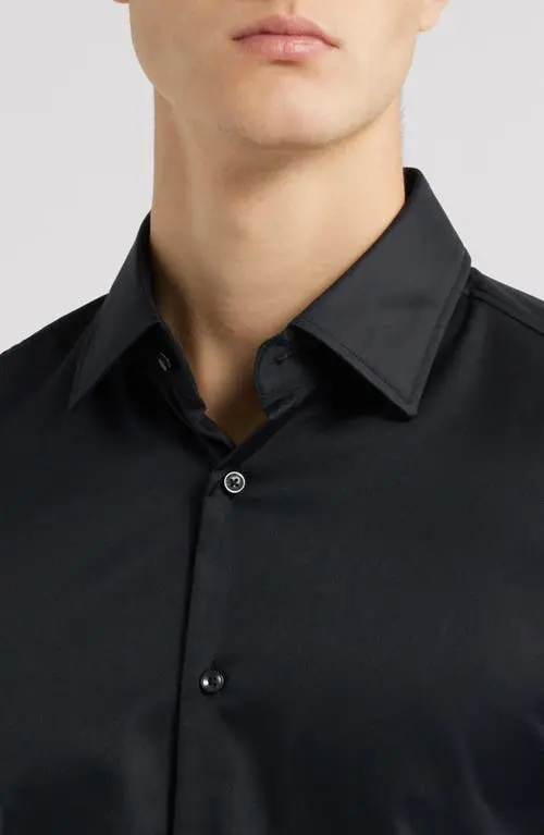 BOSS Hank Kent Slim Fit Performance Stretch Dress Shirt - Black