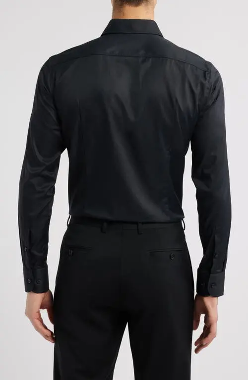 Boss Basic Solid Slim Fit Dress Shirt - Black | Editorialist