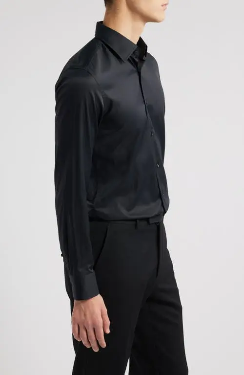 BOSS Hank Kent Slim Fit Performance Stretch Dress Shirt - Black