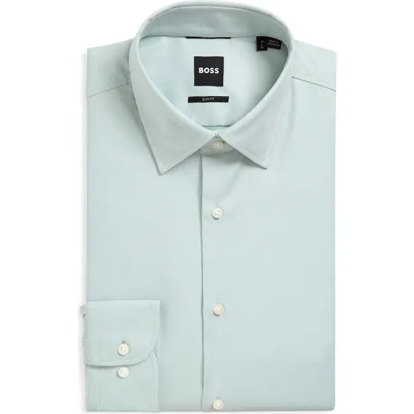 BOSS Hank Kent Performance Twill Dress Shirt - Open Green
