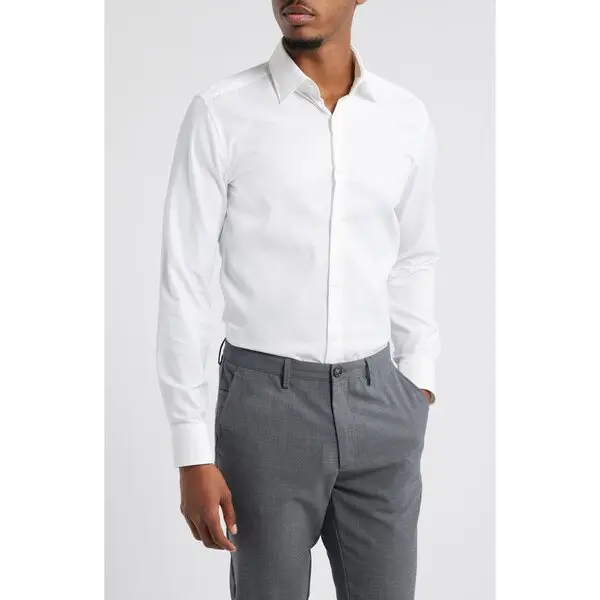 BOSS Hank Kent Performance Twill Dress Shirt - White