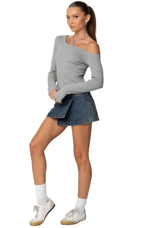 EDIKTED Adelaine Asymmetric Top - Gray-melange