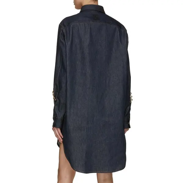 Loewe Denim Shirt Dress with Chain Detail - Blue