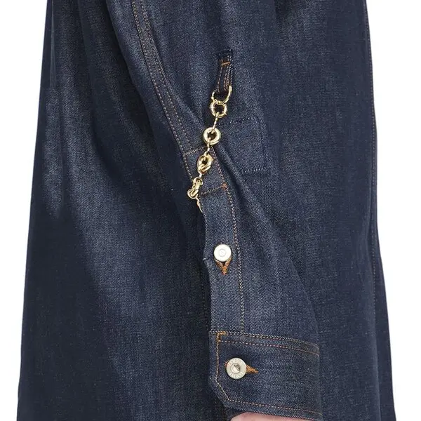 Loewe Denim Shirt Dress with Chain Detail - Blue