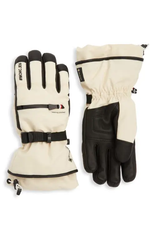 Moncler Leather Trim Ski Gloves - 051-cream