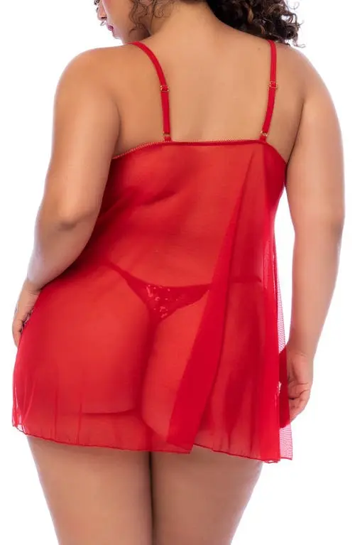 MAPALE Sequin Lace Split Babydoll Chemise