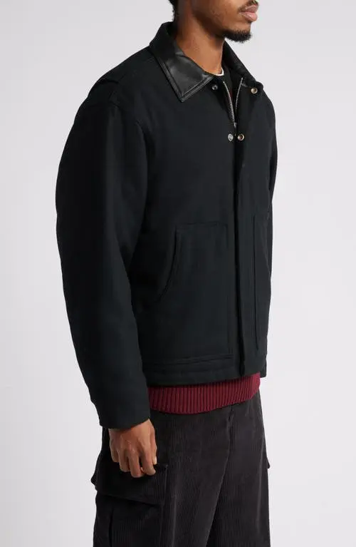 Obey Chisel Quilted Lining Melton Wool Blend Jacket - Black