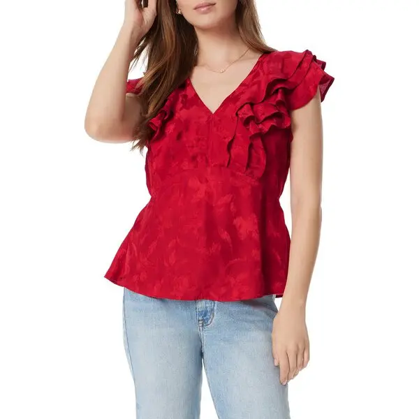 Sam Edelman Maila Ruffle Top - Rhythmic Red