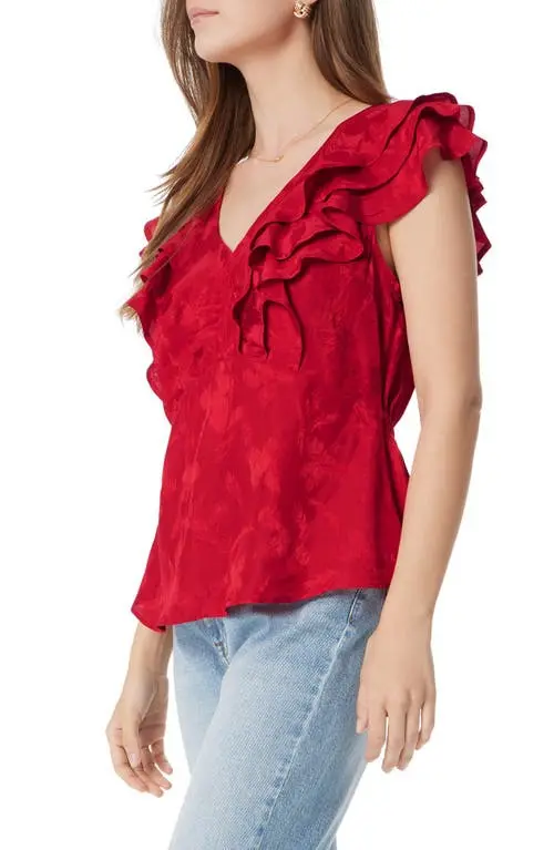 Sam Edelman Maila Ruffle Top - Rhythmic Red