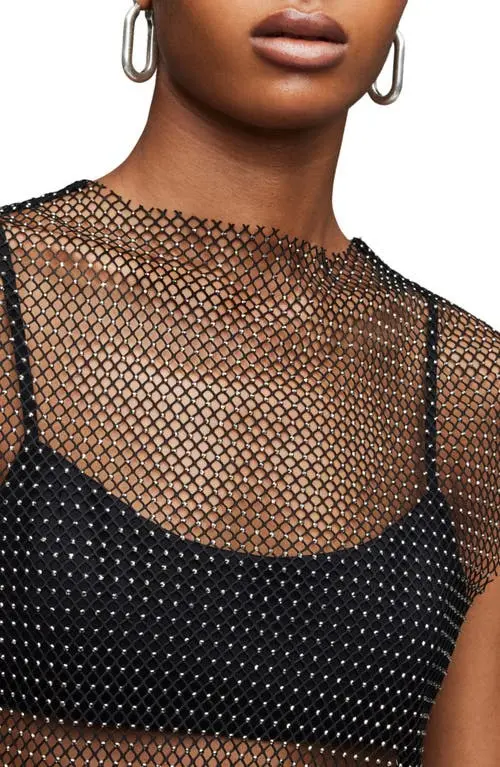 ALLSAINTS Calytrix Sparkle Mesh Crop Top