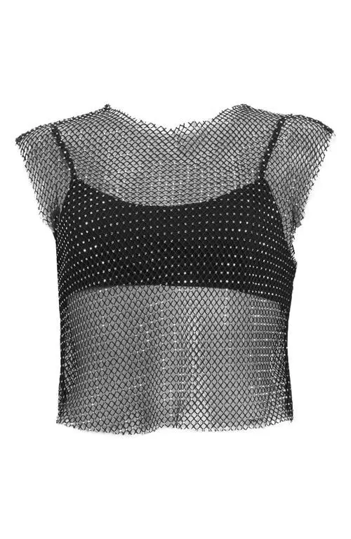 ALLSAINTS Calytrix Sparkle Mesh Crop Top