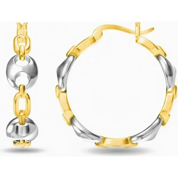 DONATELLO GIAN Name' Two Tone Hoop Earrings - Silver