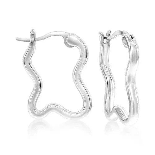 DONATELLO GIAN Name' Wiggle Hoop Earrings - Silver