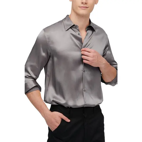 Lilysilk Mulberry Silk Basic Shirt - Dark Gray