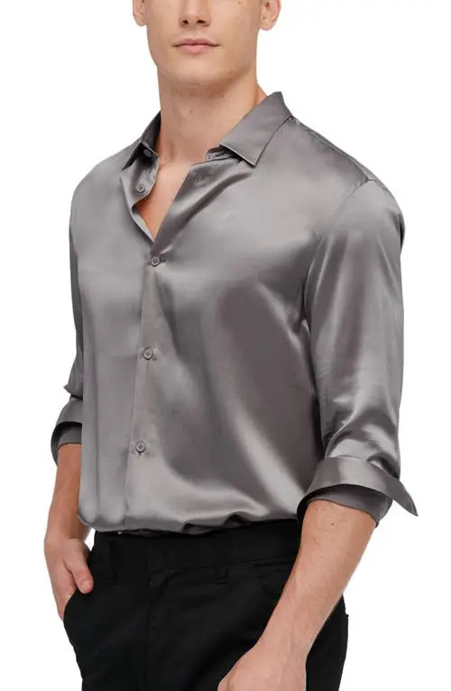 Lilysilk Mulberry Silk Basic Shirt - Dark Gray
