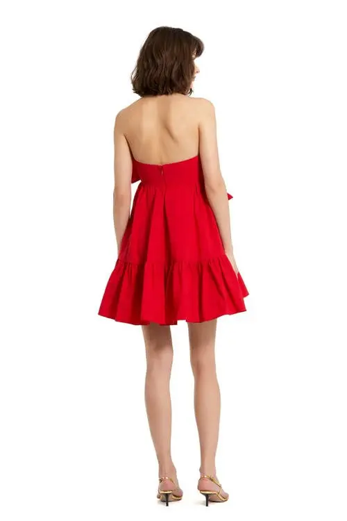 Mac Duggal Faille Twist-Bow A-Line Minidress - Cherry | Editorialist