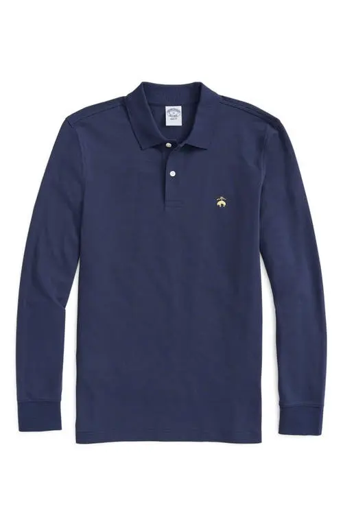 Brooks Brothers Long Sleeve Piqué Polo - Navy