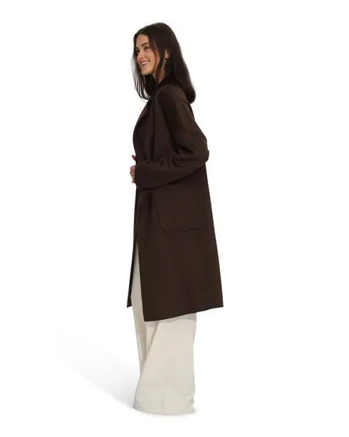 BELLE & BLOOM Publisher Double Breasted Wool Blend Coat - Chocolate