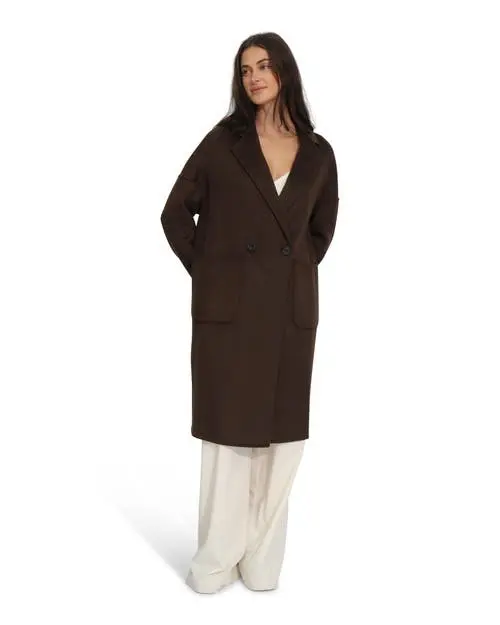 BELLE & BLOOM Publisher Double Breasted Wool Blend Coat - Chocolate