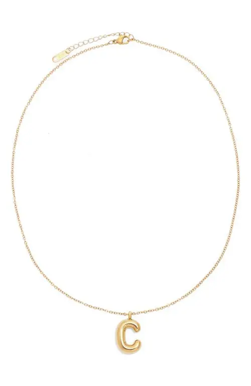 PETIT MOMENTS Bubble Initial Pendant Necklace - Gold - C
