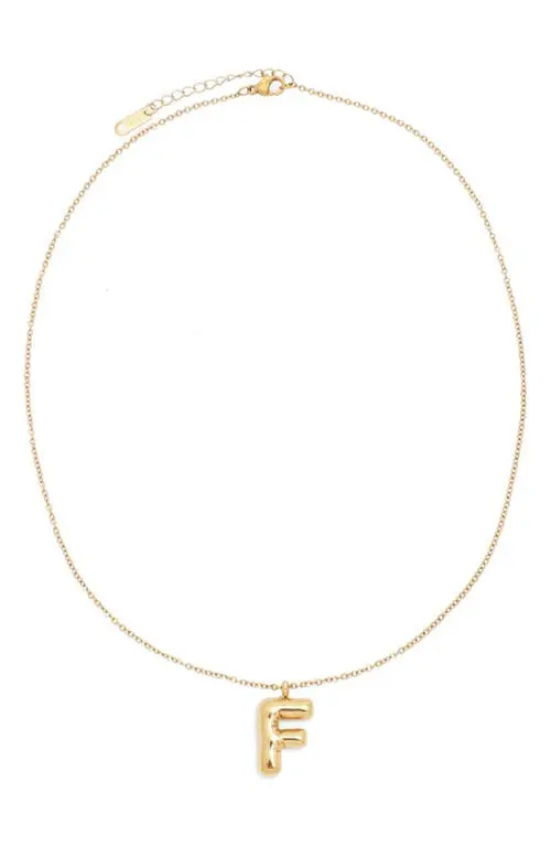 PETIT MOMENTS Bubble Initial Pendant Necklace - Gold - F