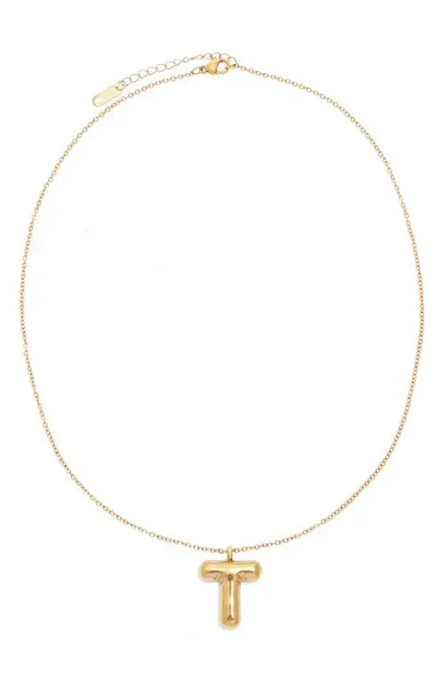 PETIT MOMENTS Bubble Initial Pendant Necklace - Gold - T