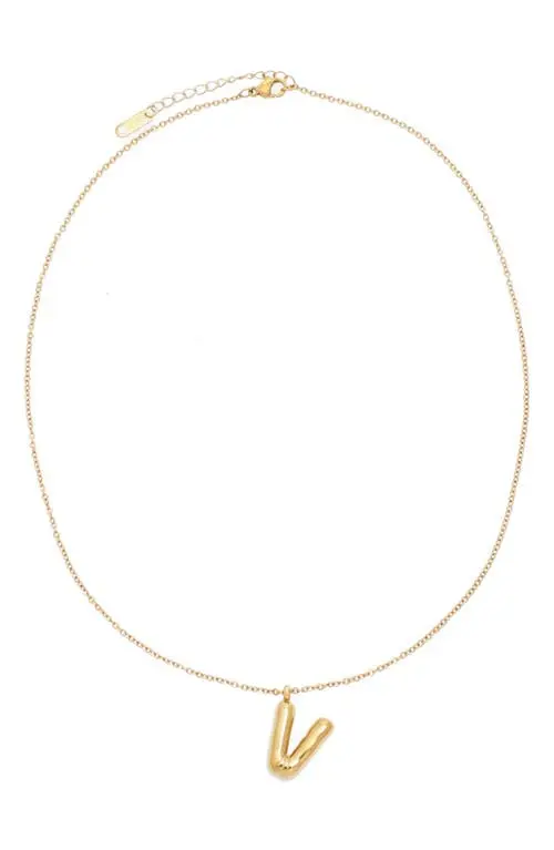 PETIT MOMENTS Bubble Initial Pendant Necklace - Gold - V