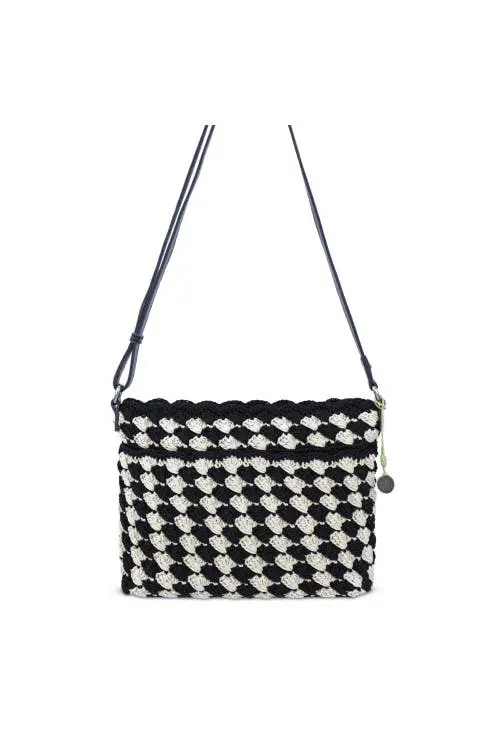 THE SAK Melrose Leather Crossbody Bag - Black Ecru Shell