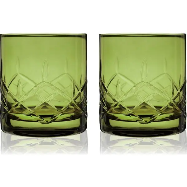 VISKI Admiral Crystal Rocks Glasses - Green