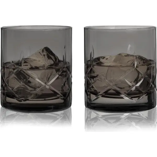 VISKI Admiral Crystal Rocks Glasses - Grey