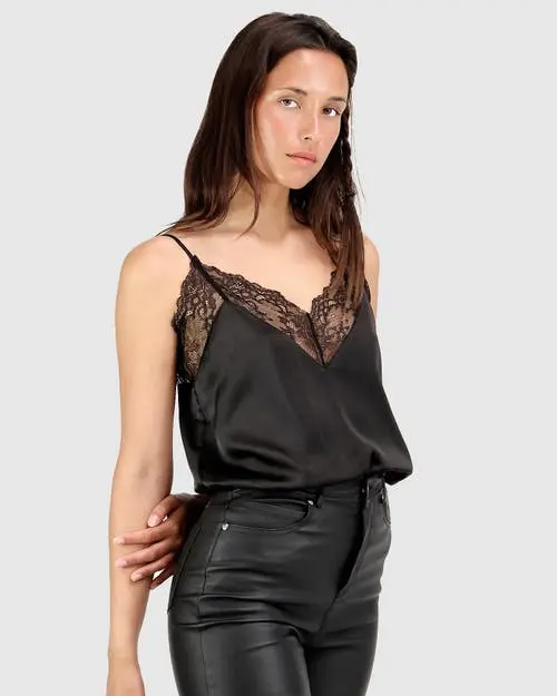 BELLE & BLOOM Friday Nights Lace Cami - Black