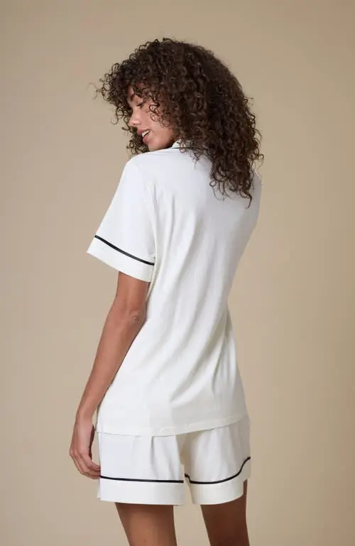 KIP Luxe Stretch Cotton Short Set - Pearl