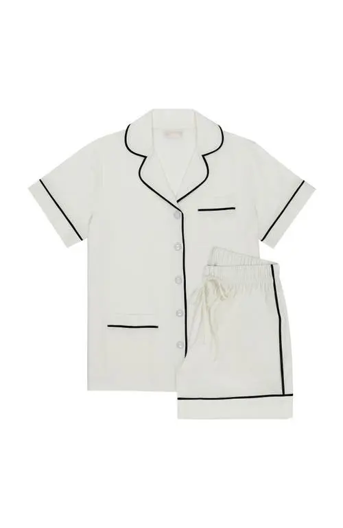 KIP Luxe Stretch Cotton Short Set - Pearl