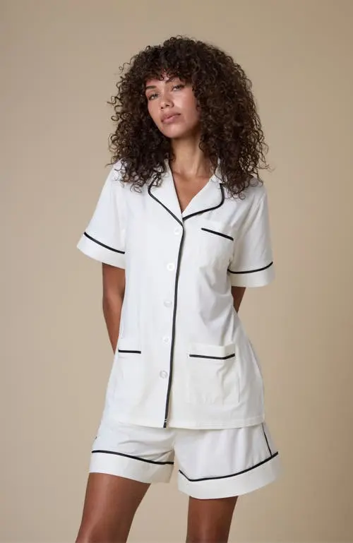 KIP Luxe Stretch Cotton Short Set - Pearl