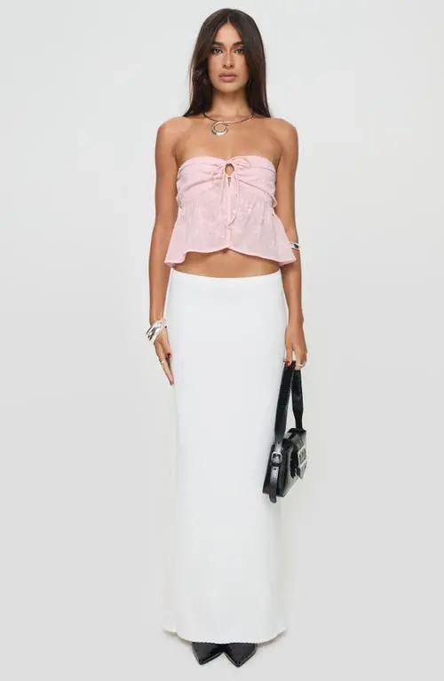 Princess Polly Rosenberg Strapless Floral-jacquard Crop Top