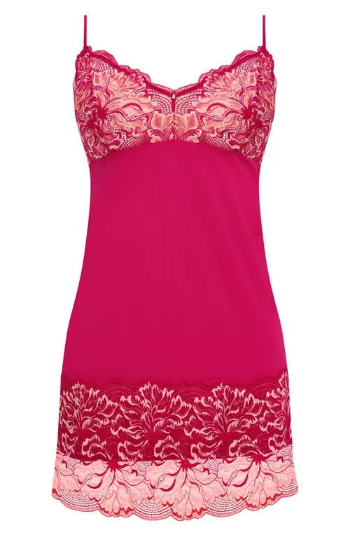 Fantasie Emmaline V-back Lace Chemise - Cerise
