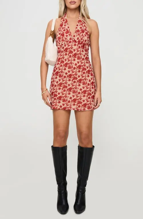 Princess Polly Neelia Floral Halter Mini Dress - Red