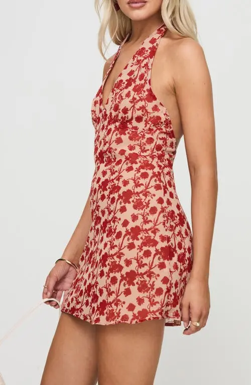 Princess Polly Neelia Floral Halter Mini Dress - Red