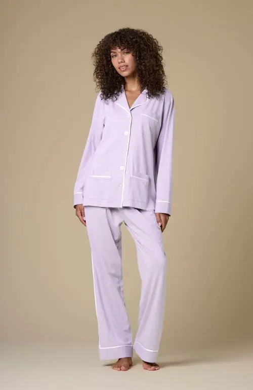 KIP Luxe Stretch Cotton Pajama Set - Lavender