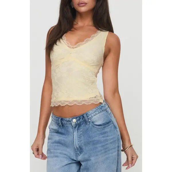 Princess Polly Lace Overlay Crop Tank
